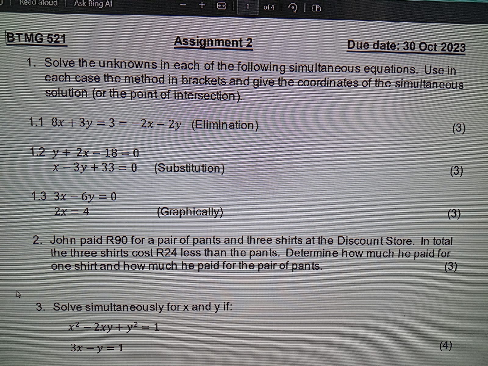 Solved BTMG 521Assignment 2Due date: 30 ﻿oct 2023Solve the | Chegg.com