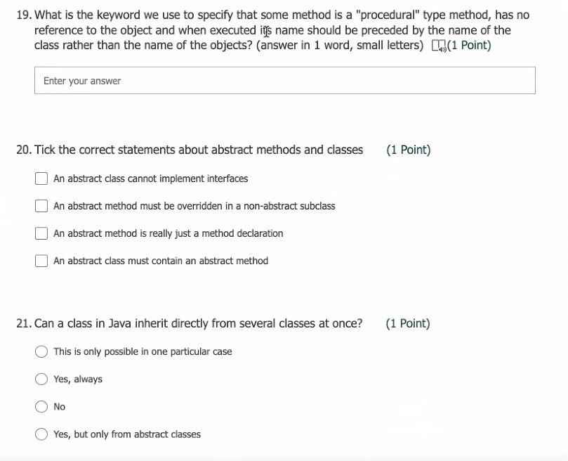 Solved 19. What is the keyword we use to specify that some | Chegg.com