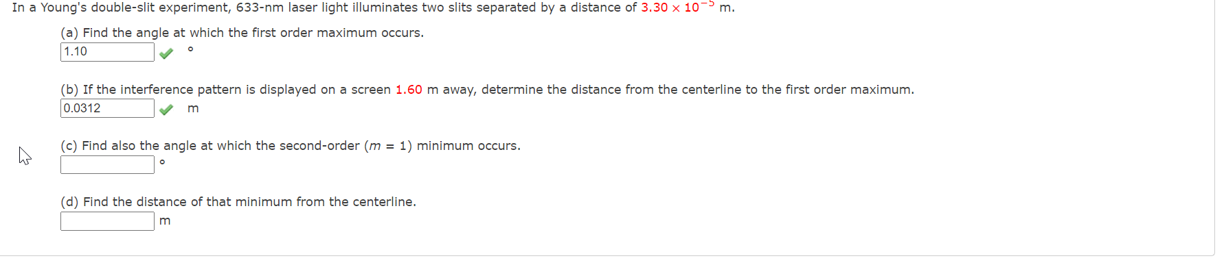 Solved In a Young's double-slit experiment, 633−nm laser | Chegg.com