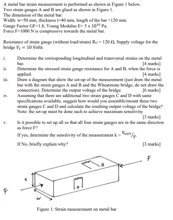 Solved Two strain gauges A and B are glued as shown in | Chegg.com