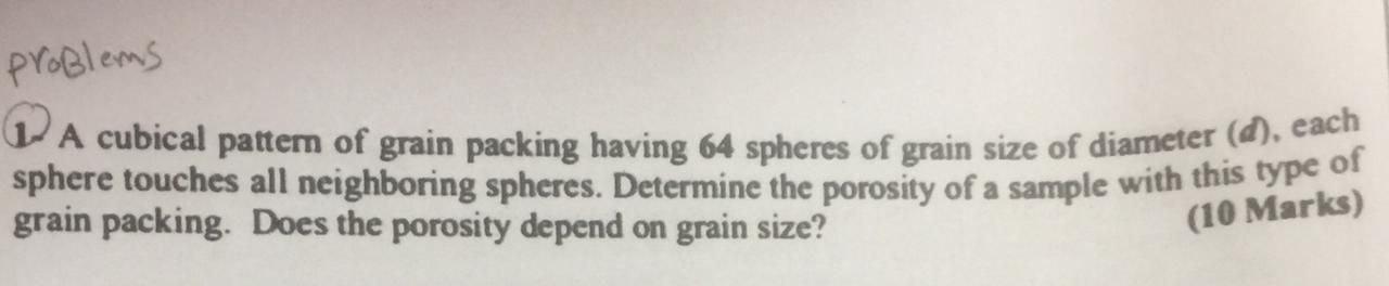 Solved problems DA cubical pattern of grain packing having | Chegg.com