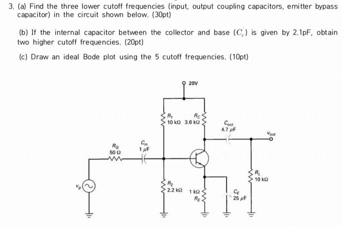 Solved 3. (a) Find the three lower cutoff frequencies | Chegg.com
