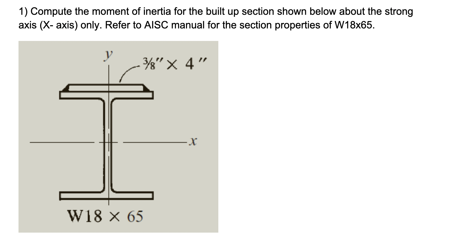 Solved 1) Compute the moment of inertia for the built up | Chegg.com
