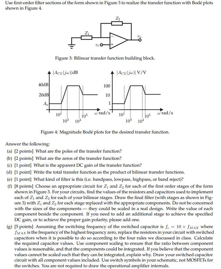 Solved Use first-order filter sections of the form shown in | Chegg.com