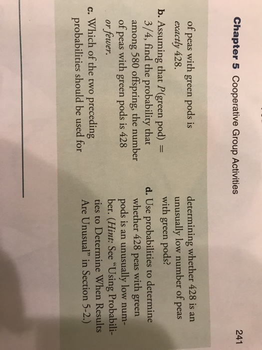 Solved 65 Chapter 5 Cooperative Group Activities gren pods, | Chegg.com