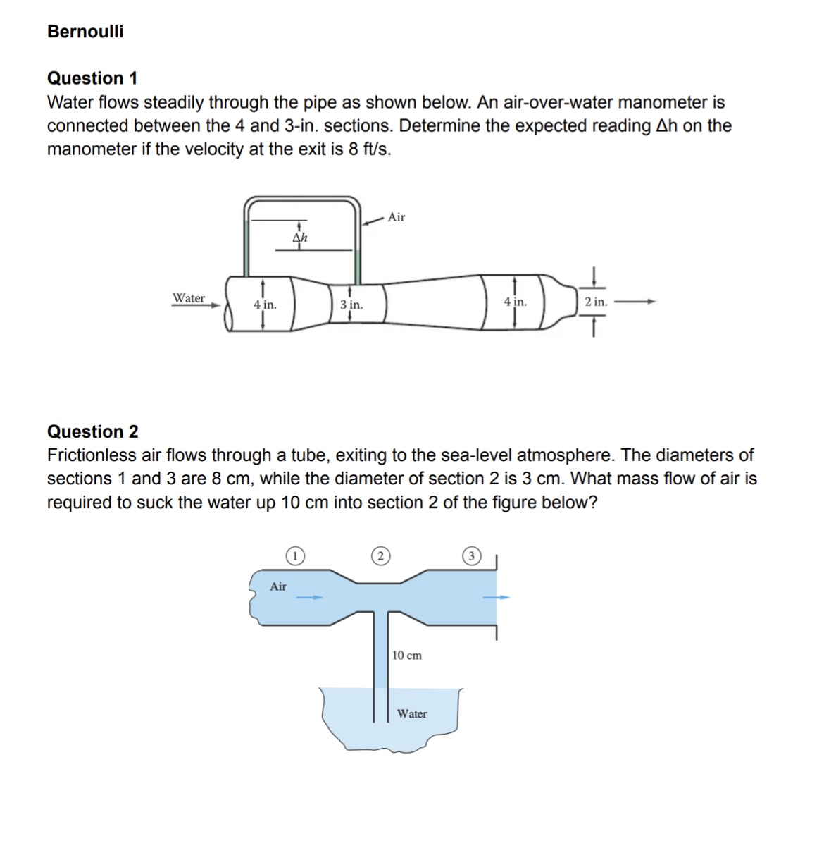 Solved Question 1 Water flows steadily through the pipe as | Chegg.com