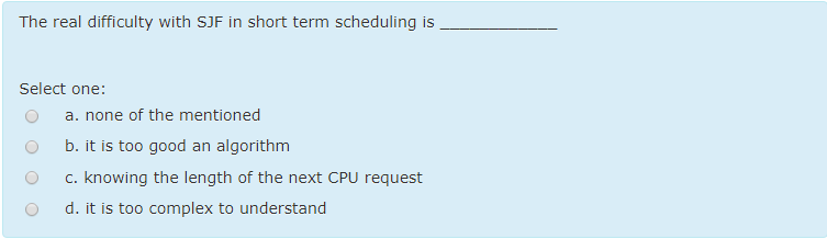 Solved The real difficulty with SJF in short term scheduling | Chegg.com
