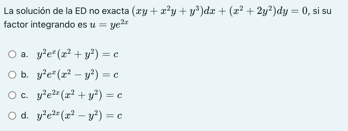 Solved The solution of the non exact differential equation, | Chegg.com