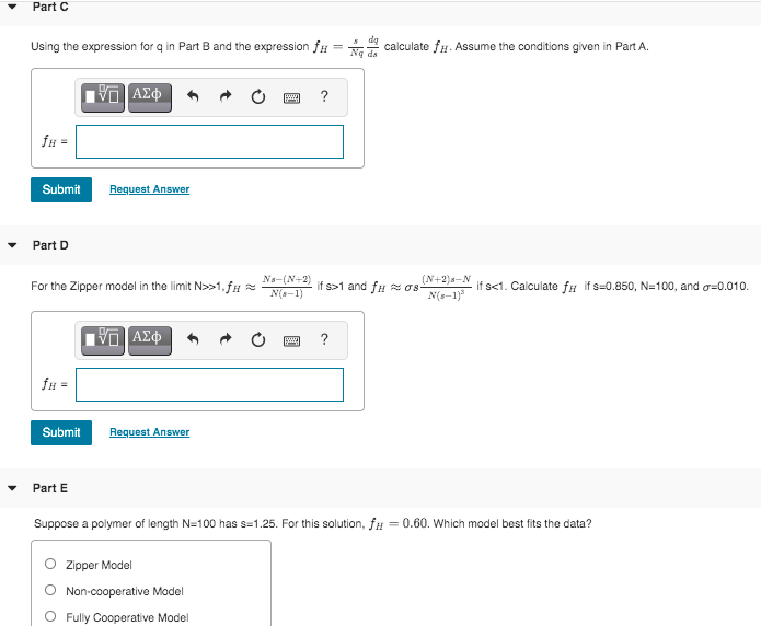 Solved k=1 Unlike the Bragg-Zimm model the Zipper Model of | Chegg.com