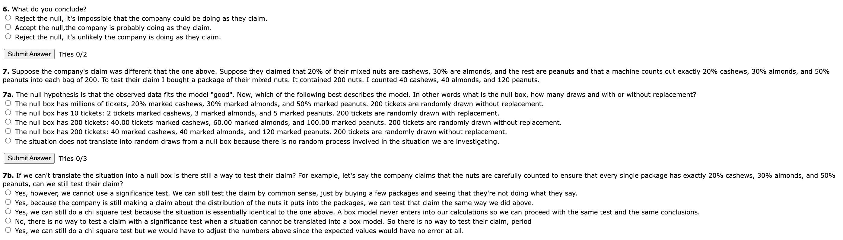Solved distribution just due to random chance. Ta test their | Chegg.com