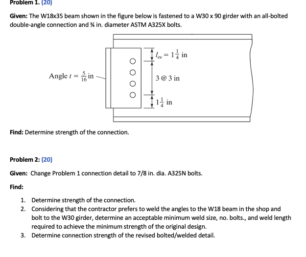 Problem 1. (20) Given: The W18x35 beam shown in the | Chegg.com