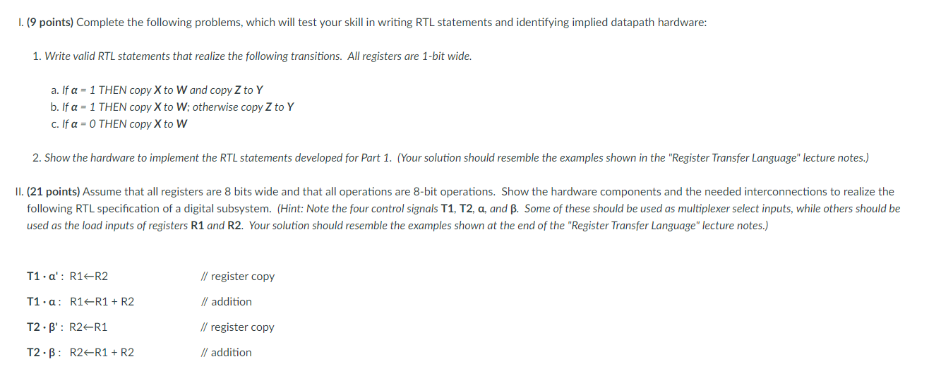 Solved I. (9 ﻿points) ﻿Complete the following problems, | Chegg.com