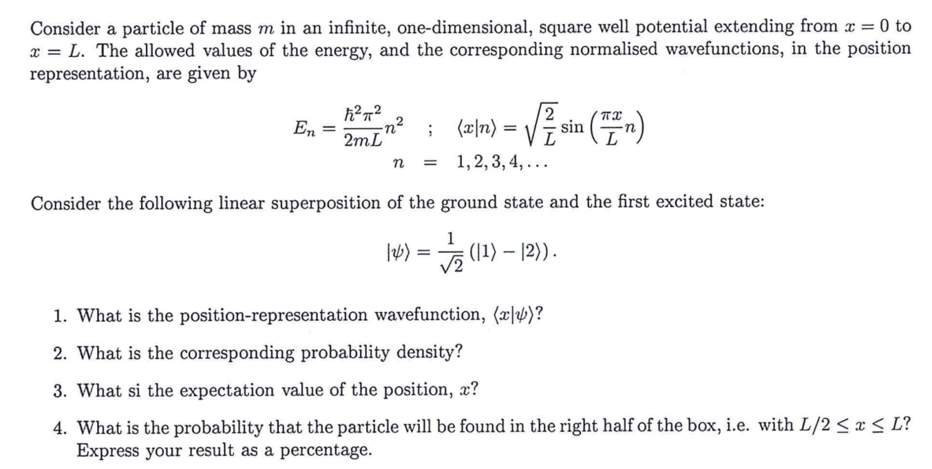 Solved Consider a particle of mass m in an infinite, | Chegg.com