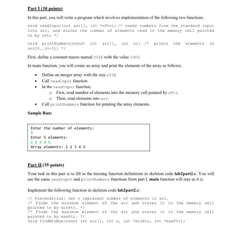 Solved Part I (30 points) In this part, you will write a | Chegg.com