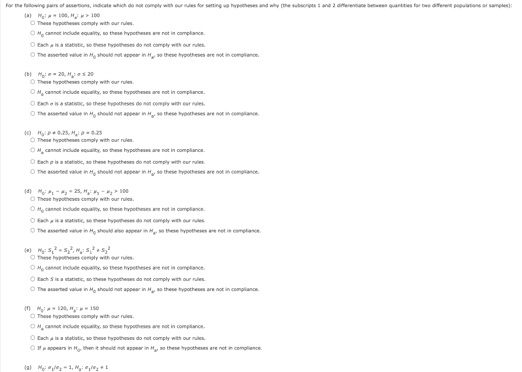 Solved For the following pairs of assertions, indicate which | Chegg.com