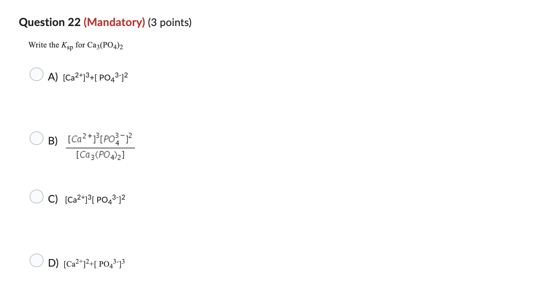 Solved Question 22 (Mandatory) (3 points)Write the Ksp | Chegg.com Solved Question 22 (Mandatory) (3 points)Write the Ksp | Chegg.com