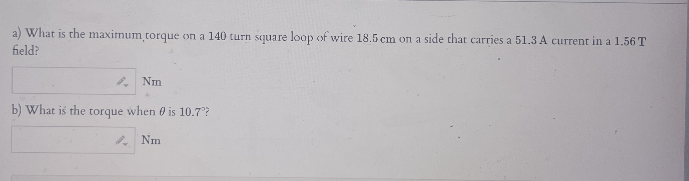Solved a) What is the maximum torque on a 140 turn square | Chegg.com