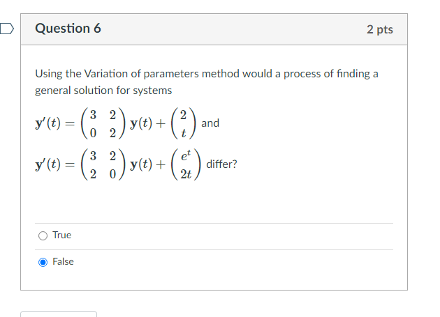 Solved D Question 6 2 Pts Using The Variation Of Parameters
