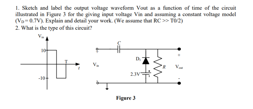 Solved 1. Sketch and label the output voltage waveform Vout | Chegg.com