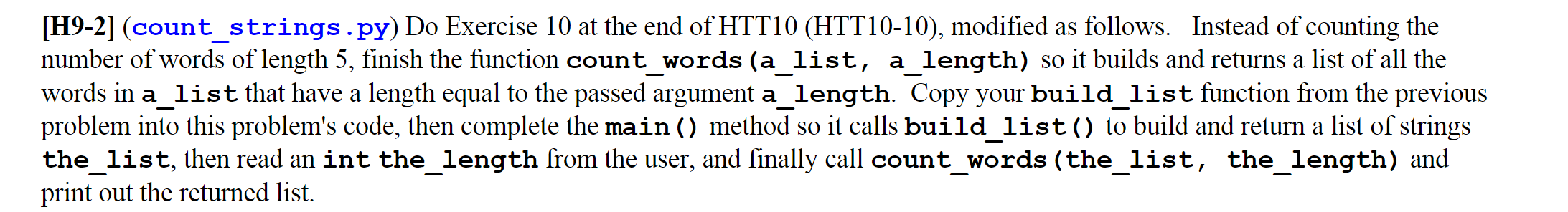 Solved starting code Count how many words in a list have | Chegg.com