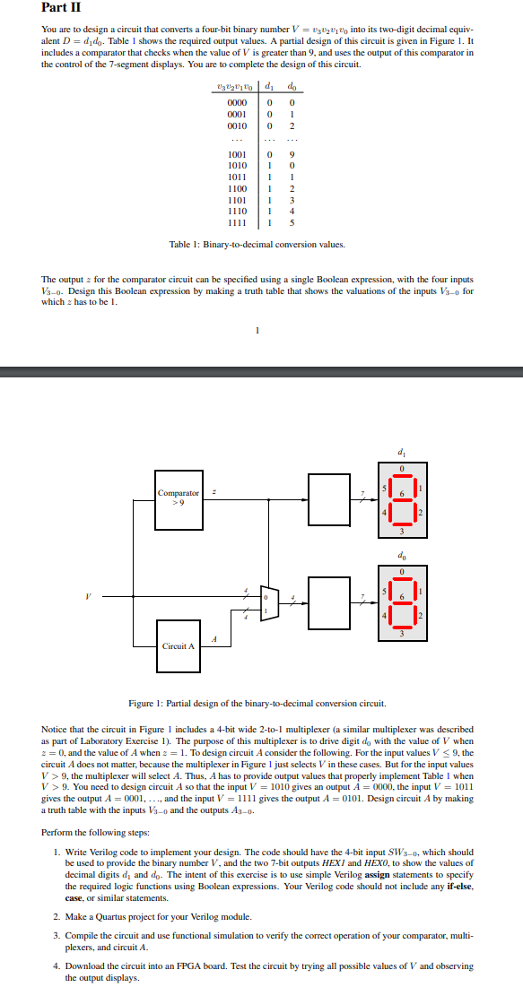 Part II You are to design a circuit that converts a | Chegg.com