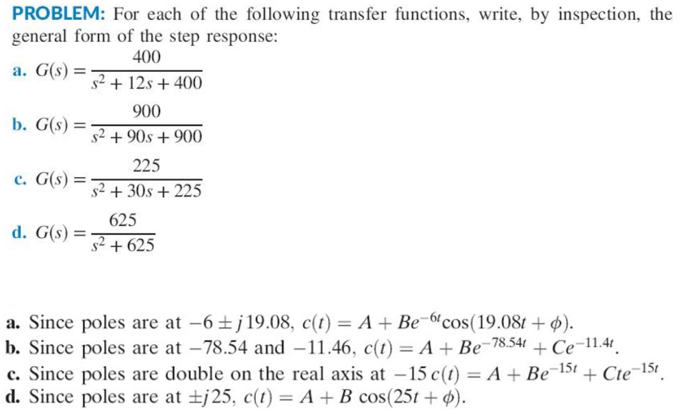 Solved PROBLEM: For each of the following transfer | Chegg.com