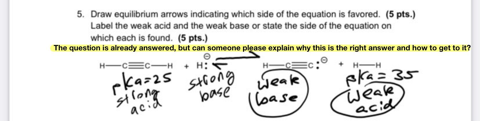 Solved 5. Draw equilibrium arrows indicating which side of | Chegg.com