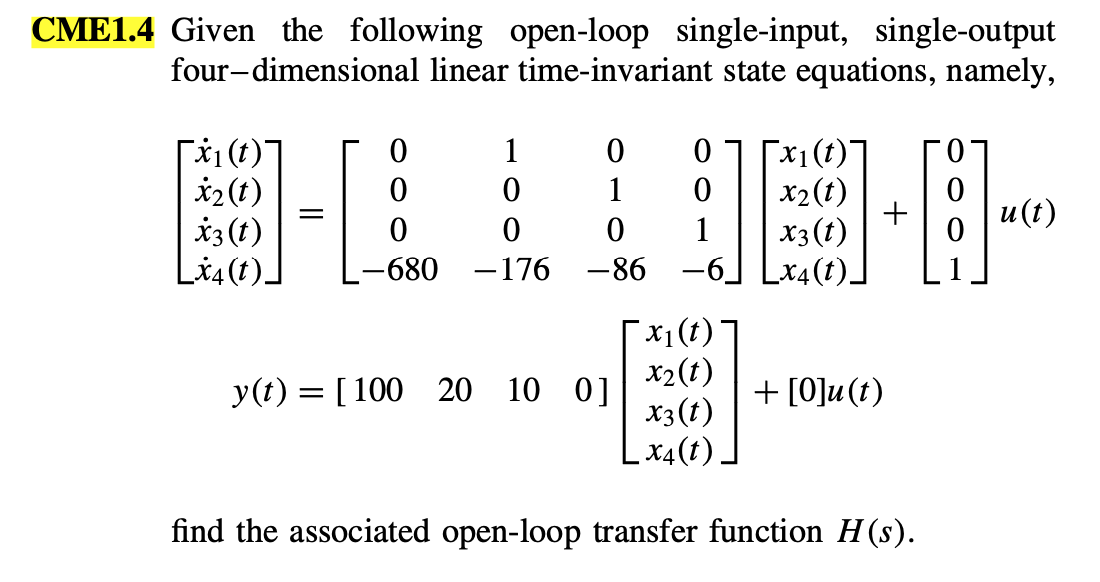 Solved CME3.4 For the CME1.4 system: a. Assess the system | Chegg.com
