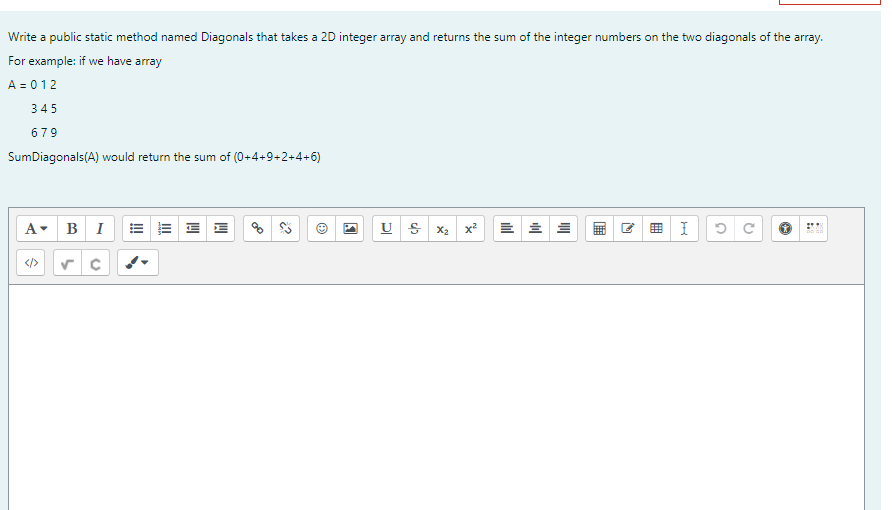Solved Write a public static method named Diagonals that | Chegg.com