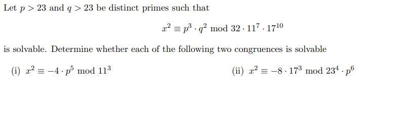 Solved Let p>23 and q>23 be distinct primes such that | Chegg.com