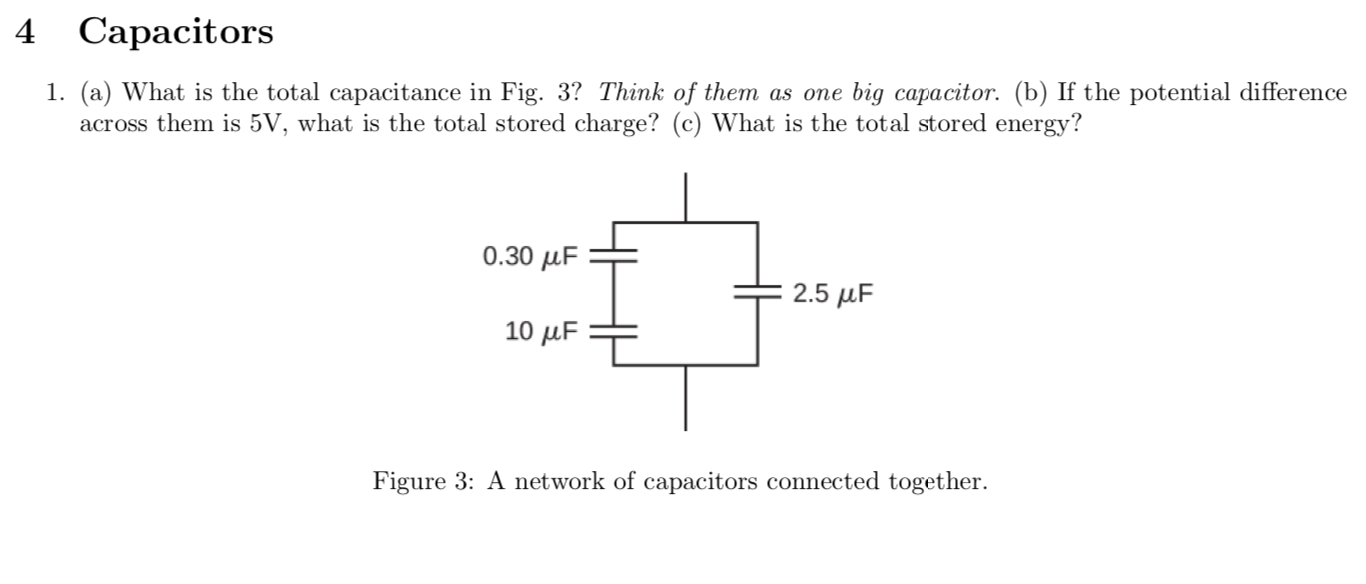 Solved 4 Capacitors 1. (a) What is the total capacitance in | Chegg.com