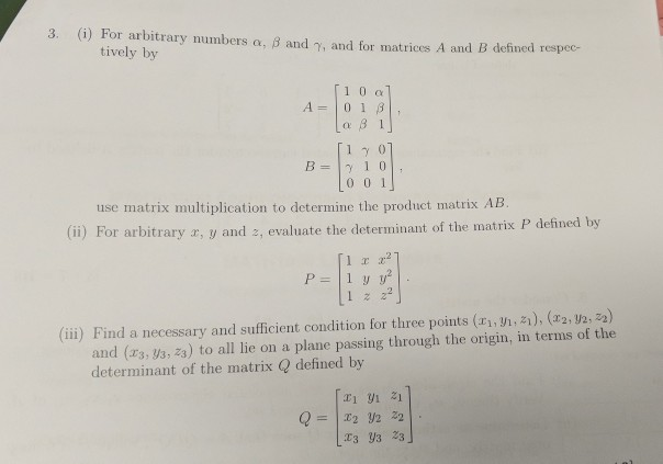 Solved 3. (i) For arbitrary numbers a. 8 and, and for | Chegg.com