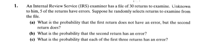 Solved An Internal Review Service (IRS) examiner has a file | Chegg.com