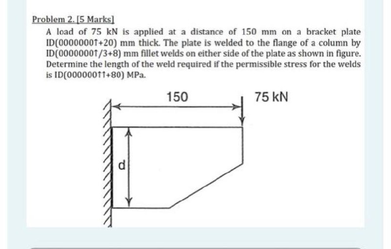 Solved Problem 2. [5 ﻿Marks]A load of 75 ﻿kN is applied at a | Chegg.com