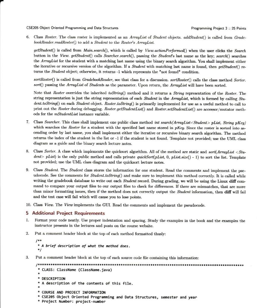 CSE205 Object Oriented Programming and Data | Chegg.com