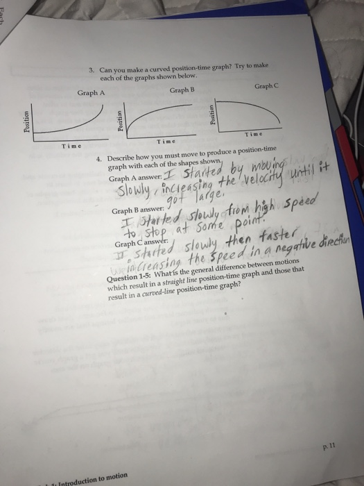 Solved 3. Can you make a curved position-time graph? Try | Chegg.com