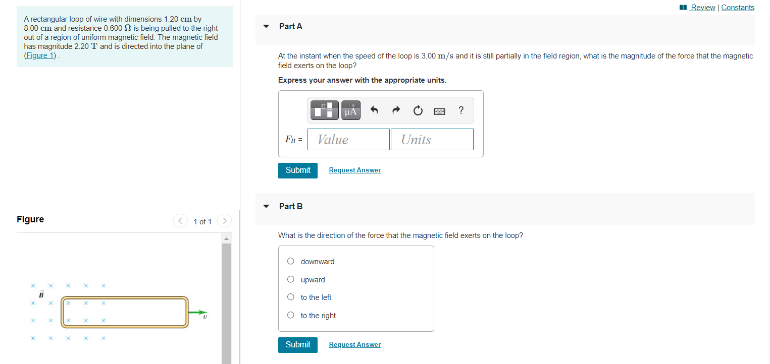 Solved Review Constants Part A A rectangular loop of wire | Chegg.com