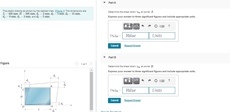 Solved Part AThe plastic distorts as shown by the dashed | Chegg.com