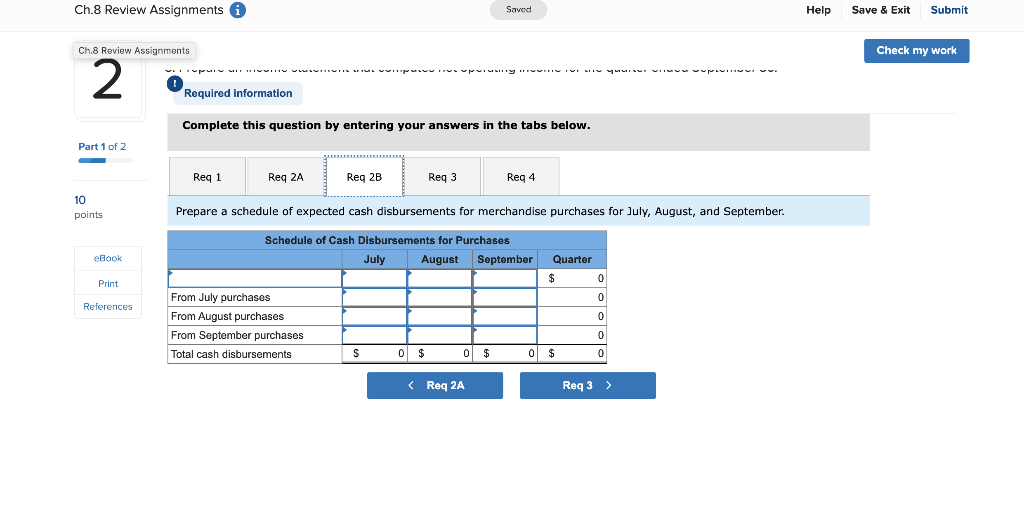 Solved 2 Part 1 of 2 10 points eBook Print References Check | Chegg.com
