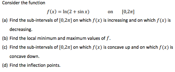 Solved on Consider the function f(x) = ln(2 + sin x) [0,21] | Chegg.com