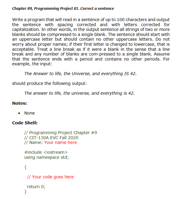 Solved Chapter #9, Programming Project #1. Correct a | Chegg.com
