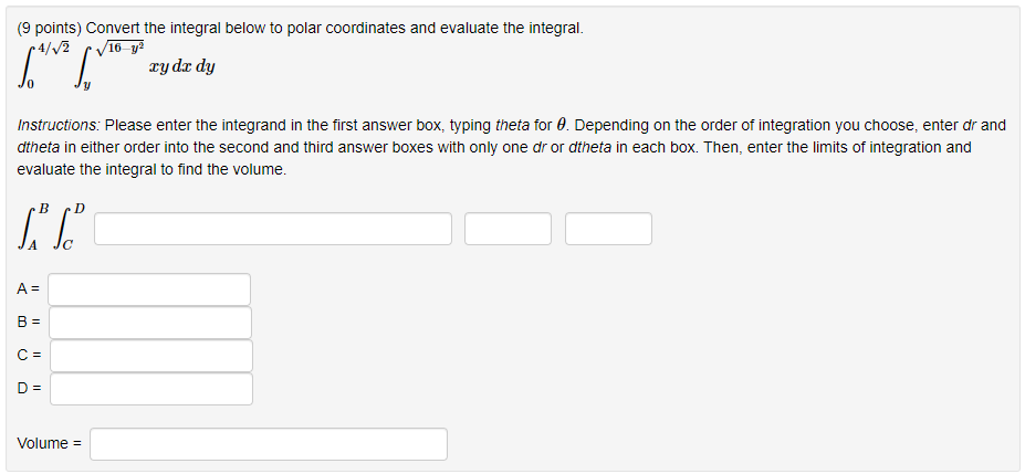 Solved (9 points) Convert the integral below to polar | Chegg.com