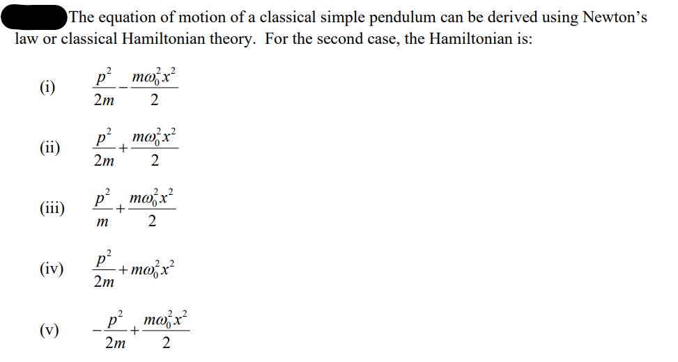 Solved The equation of motion of a classical simple pendulum | Chegg.com