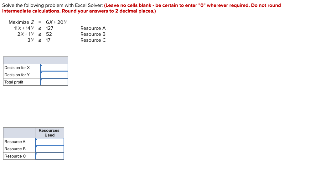 Solved Solve the following problem with Excel Solver: (Leave | Chegg.com