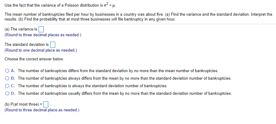 Solved Use the fact that the variance of a Poisson | Chegg.com