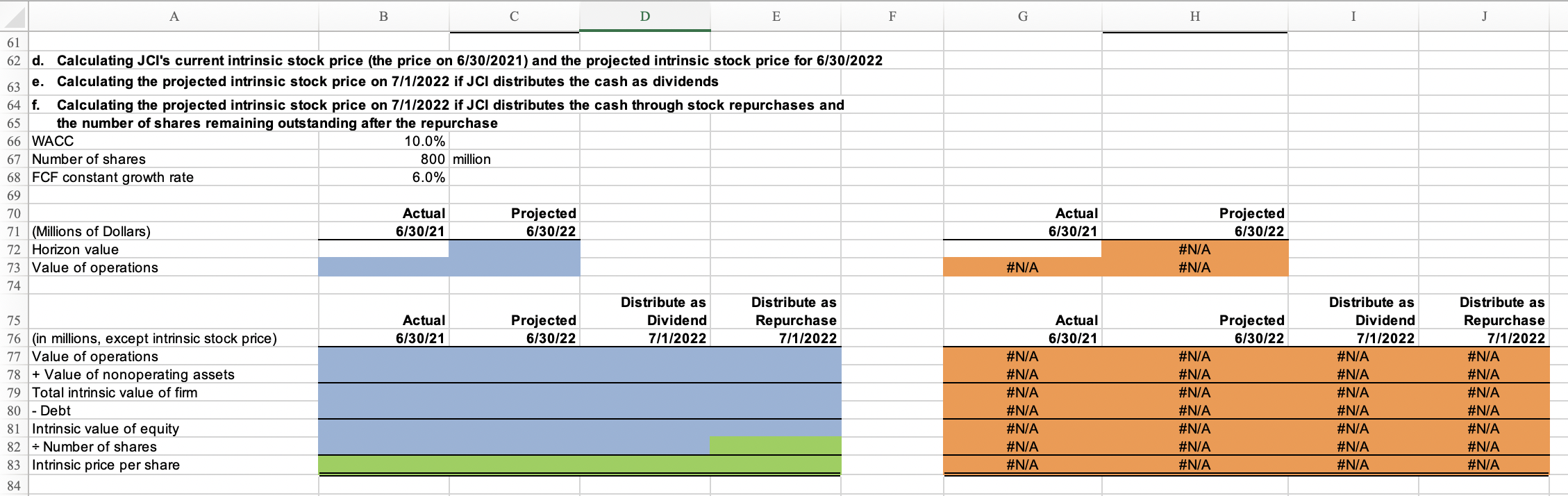 Excel Activity: Distributions as Dividends or | Chegg.com