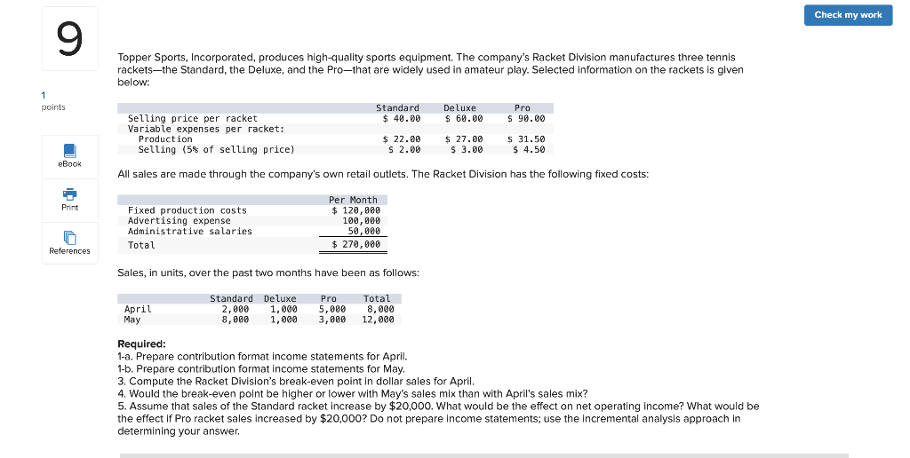 Solved Topper Sports, Incorporated, produces high-quality | Chegg.com