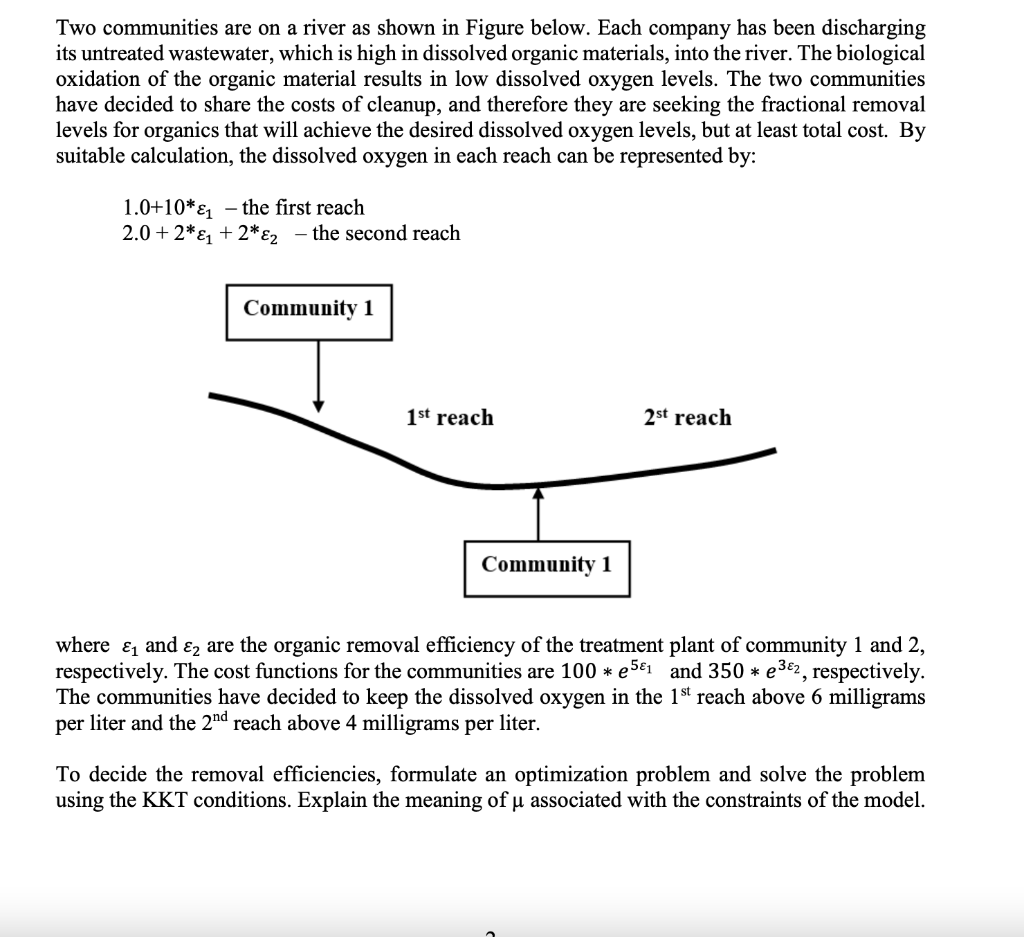 Solved Two communities are on a river as shown in Figure | Chegg.com