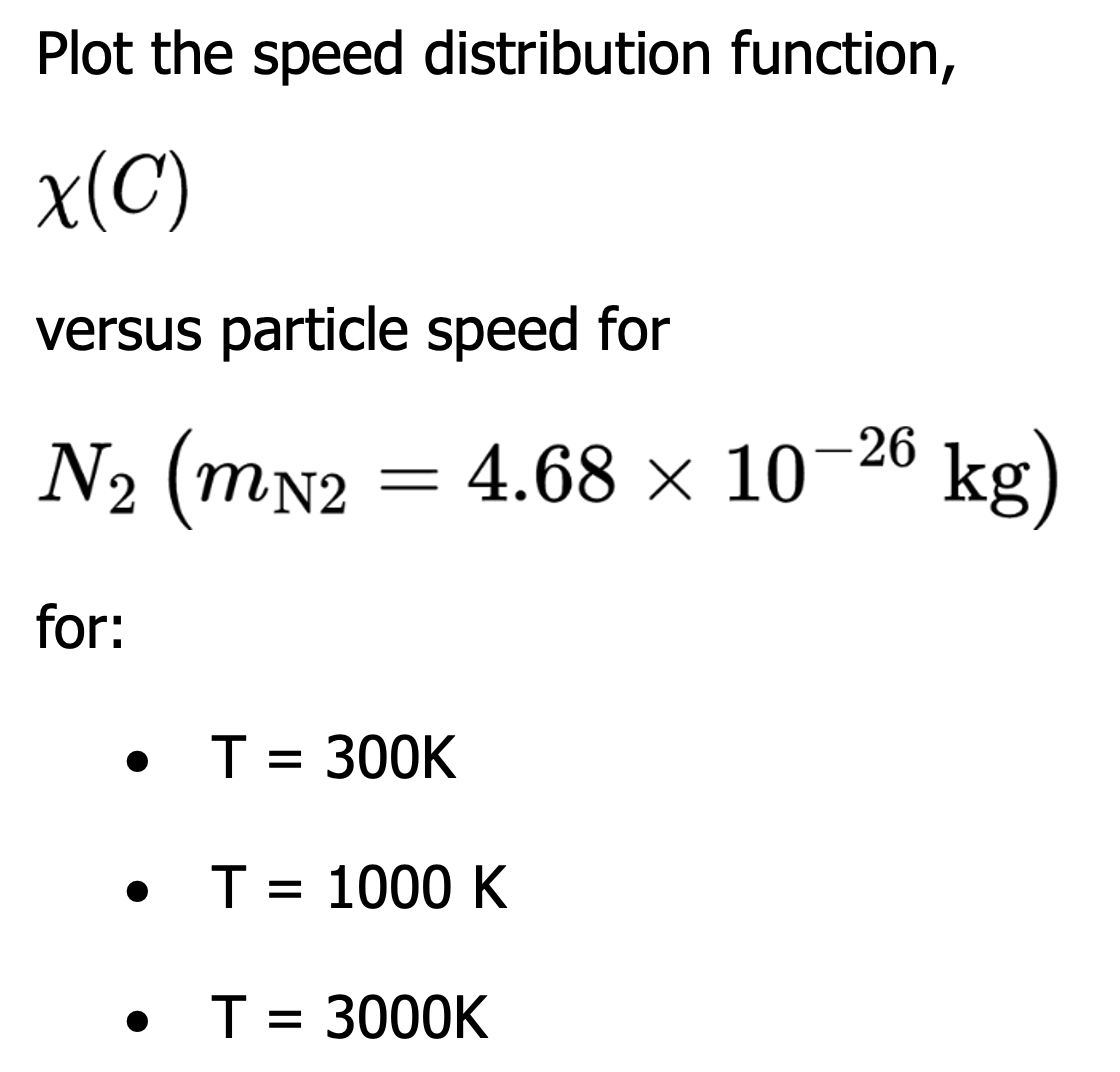 Solved Plot the speed distribution function, χ(C) versus | Chegg.com
