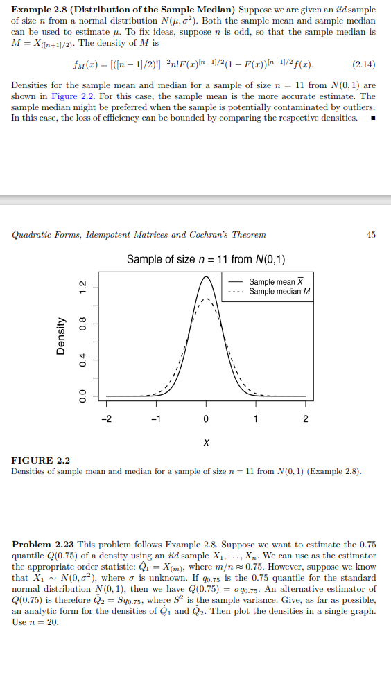 Example 2.8 (Distribution of the Sample Median) | Chegg.com